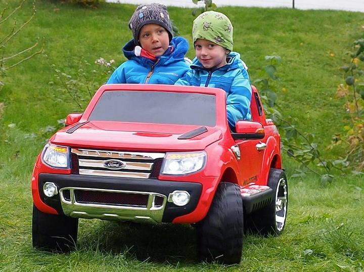 elbil til barn. 4WD/2WD. Ford Ranger med Gummihjul, skinnseter og ...
